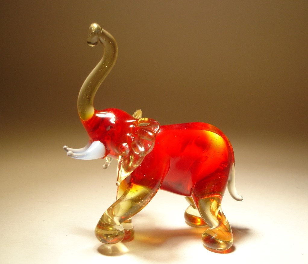 Handmade Blown Glass Art Figurine Animal Red and Clear - Etsy