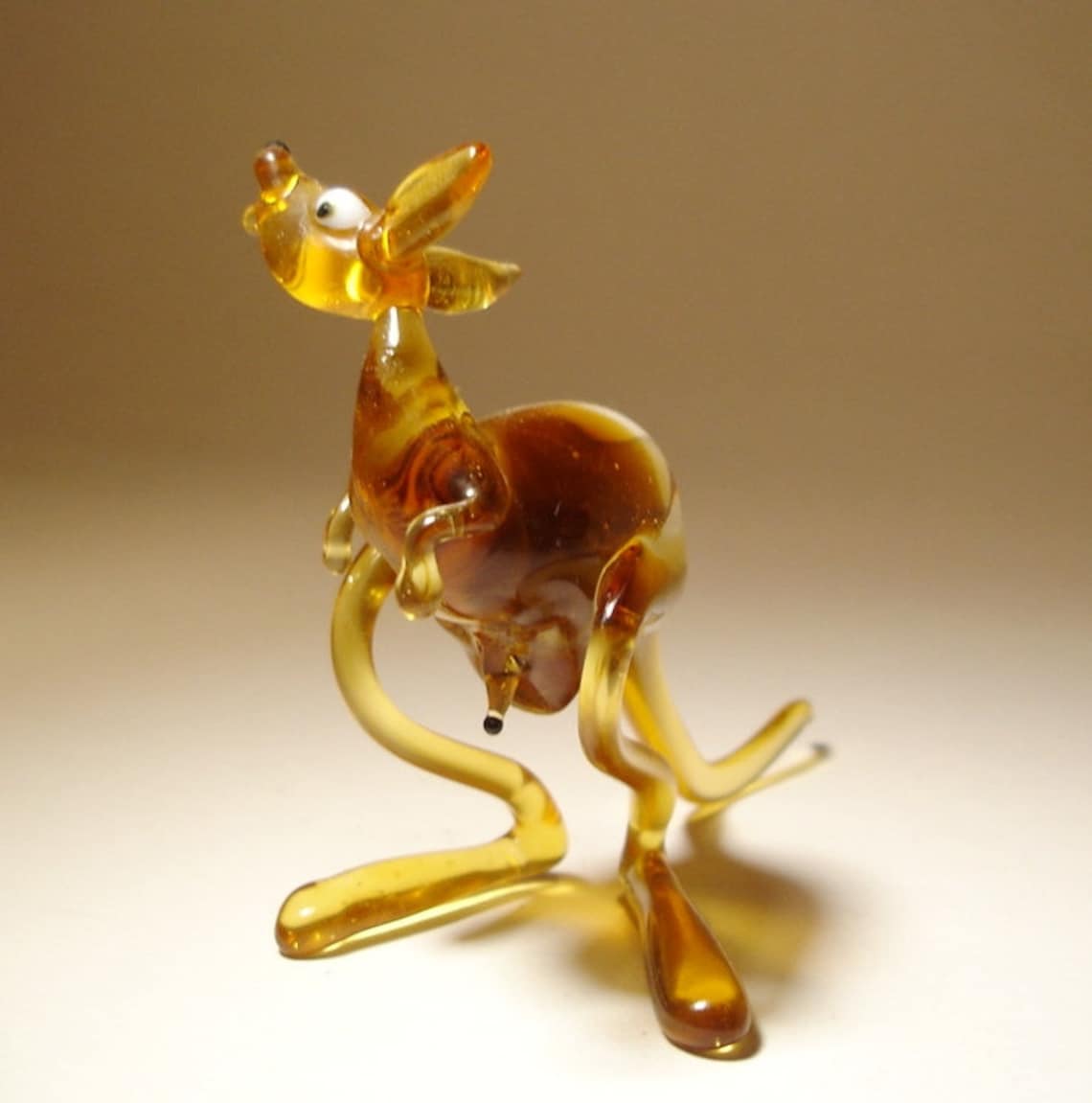 Handmade Blown Glass Art Figurine Animal KANGAROO With a Baby | Etsy