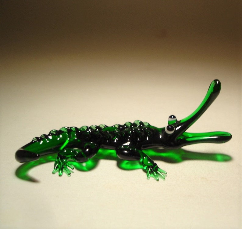 Handmade Blown Glass Art Small Animal Green Alligator - Etsy