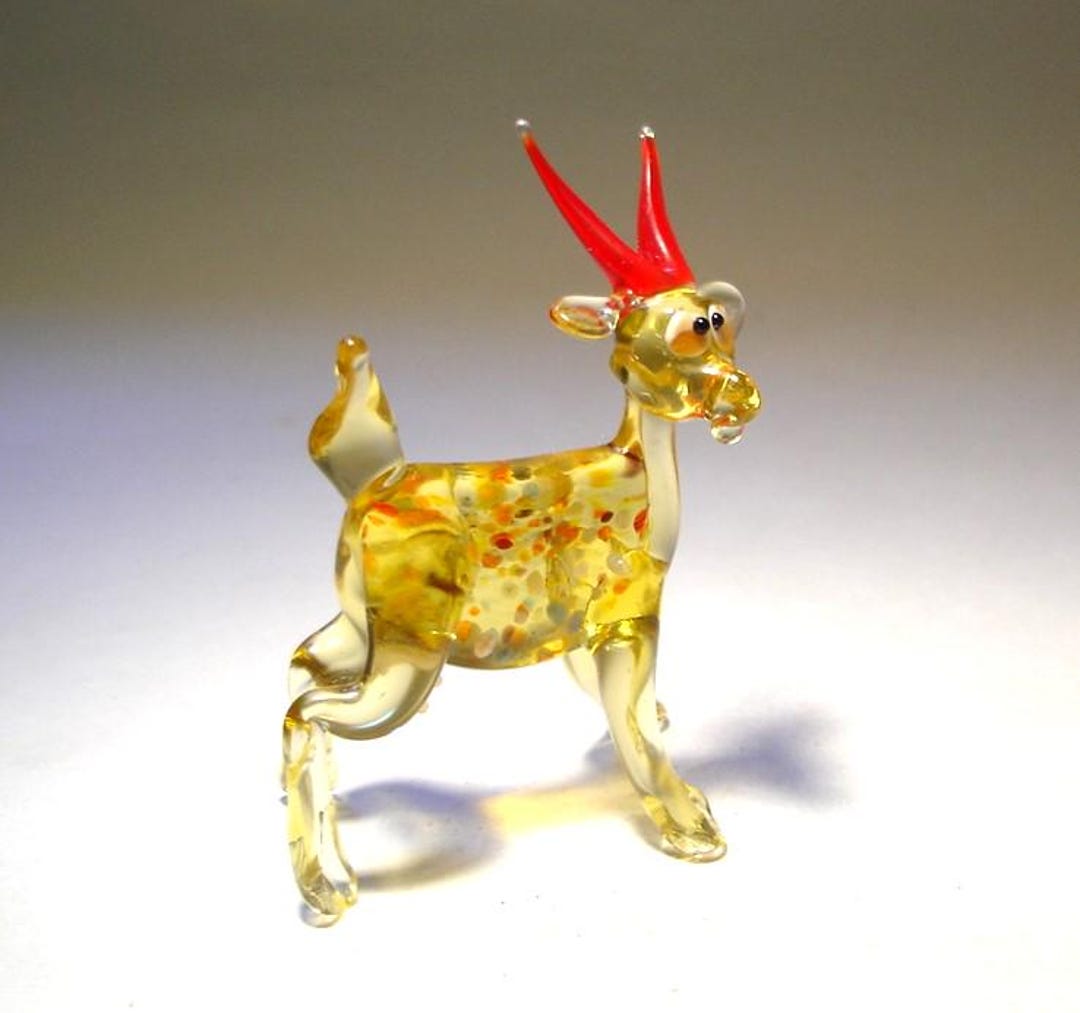 Glass GOAT Figurine Handmade Blown Glass Art Farm Animal Comical Light ...