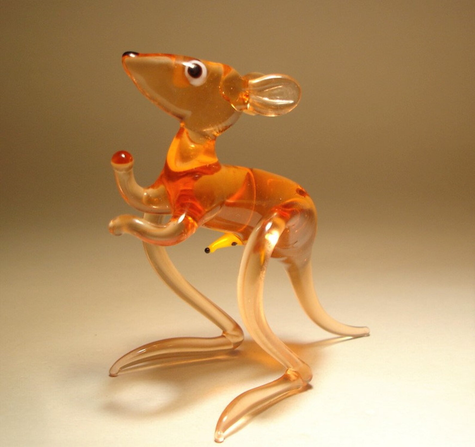 Handmade Blown Glass Art Figurine Animal KANGAROO With a Baby - Etsy