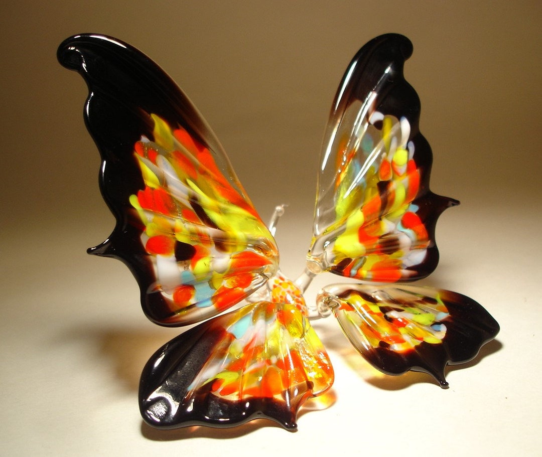 Blown Glass Figurine Art Insect Black and Clear With Colorful Specs ...