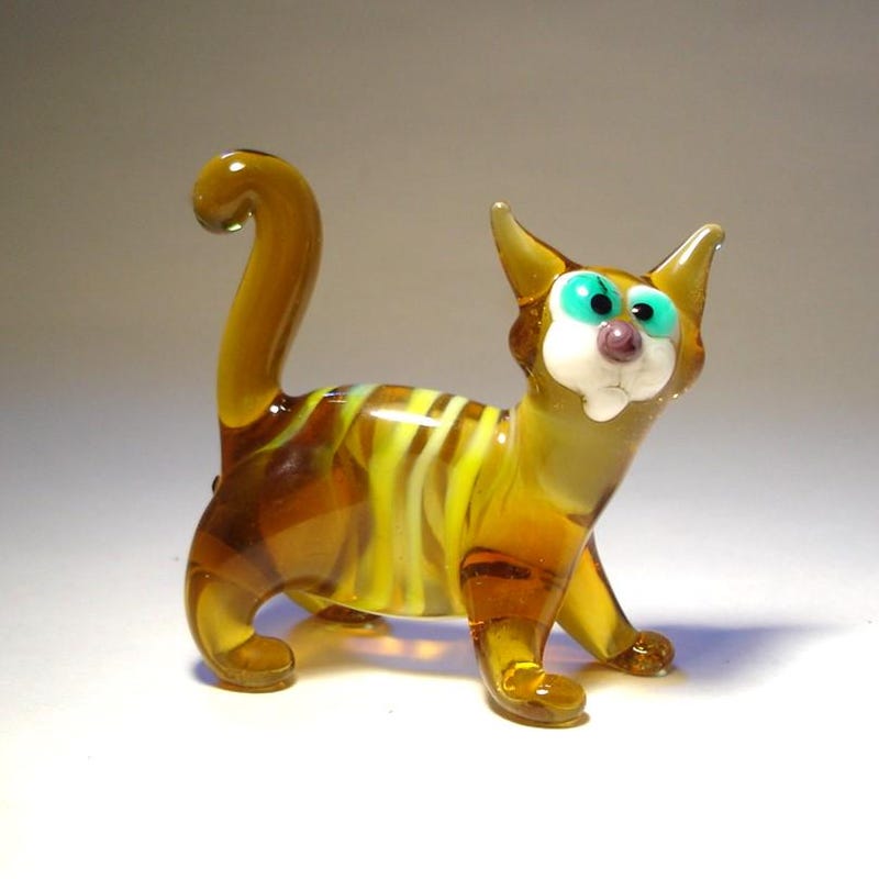 Glass Cat Figurine - Etsy