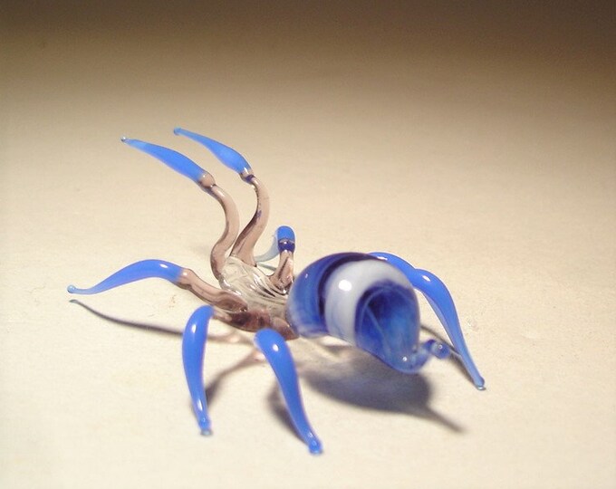 Handmade Blown Glass Figurine Art Insect Small Blue and White - Etsy