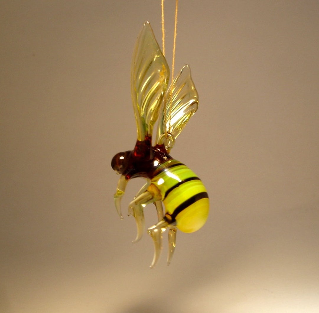 Blown Glass Art Animal Figurine Insect Striped Wasp Bee - Etsy