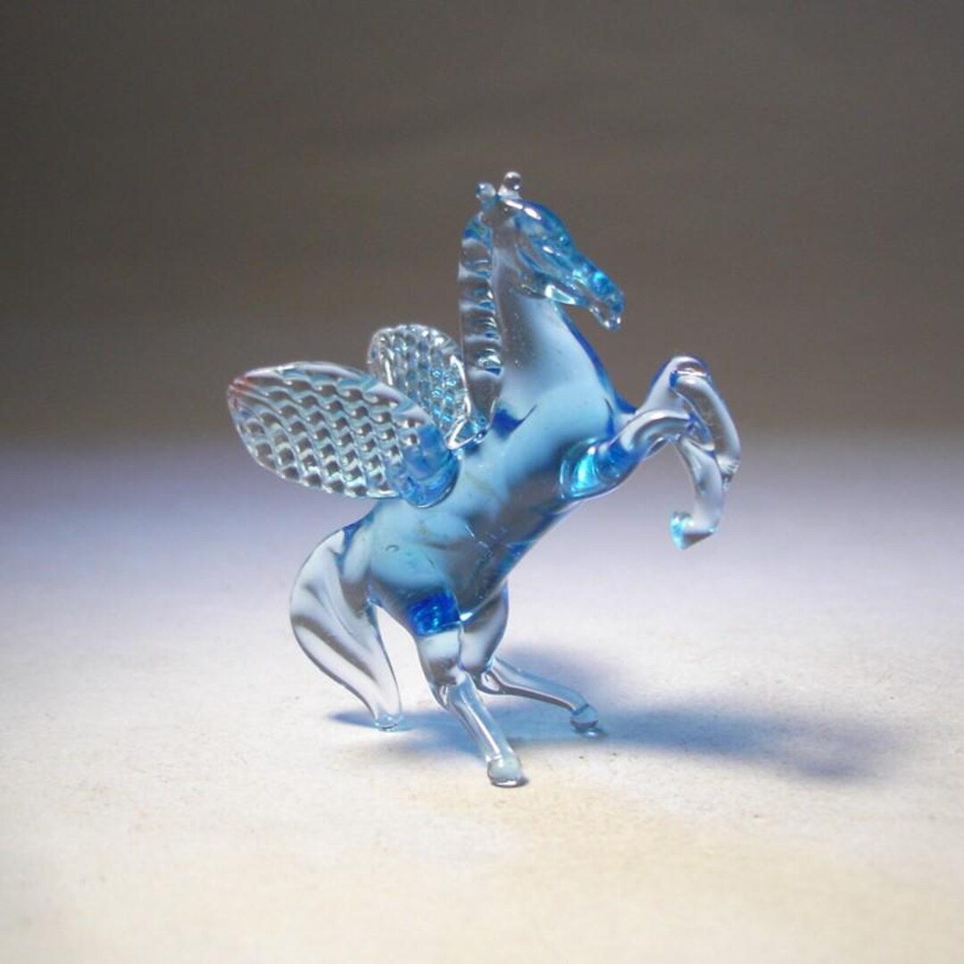 Glass Pegasus Figurine - Handmade Art Animal Small Blue Statue - Etsy