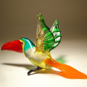 Handmade Blown Glass Figurine Art Colorful Bird TOUCAN With Red Beak - Etsy