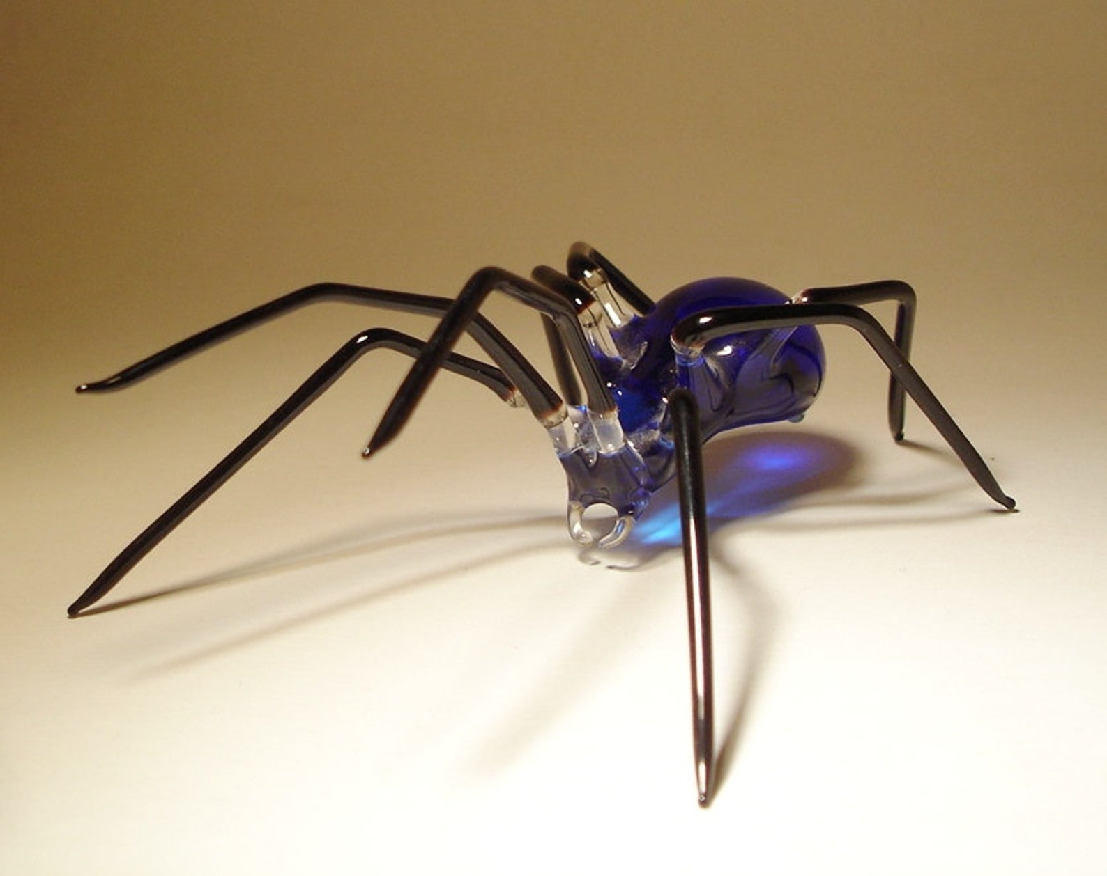 Blown Glass Figurine Art Insect Blue and Black SPIDER Halloween Gift ...