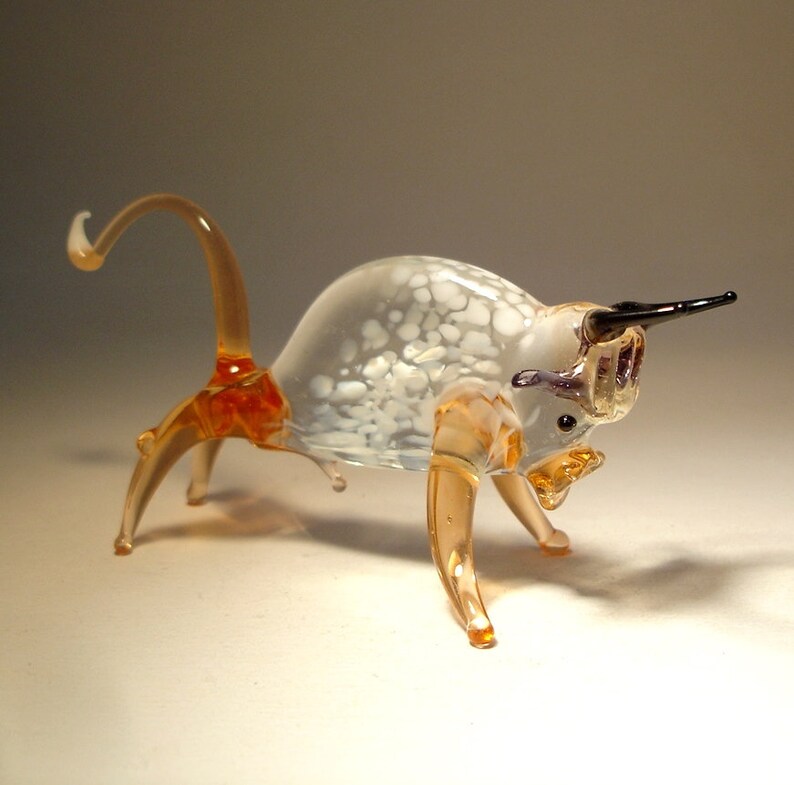 Handmade Blown Glass Art Figurine Farm Animal Brown and Clear | Etsy