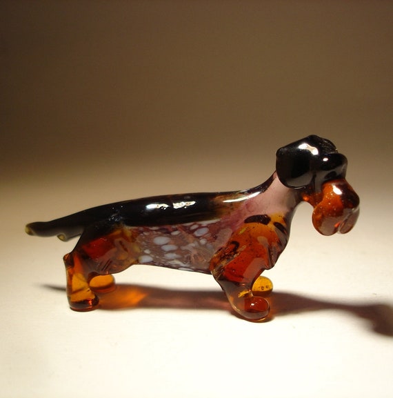 Handmade Blown Glass Dog Wire-Haired Black Wiener DACHSHUND | Etsy