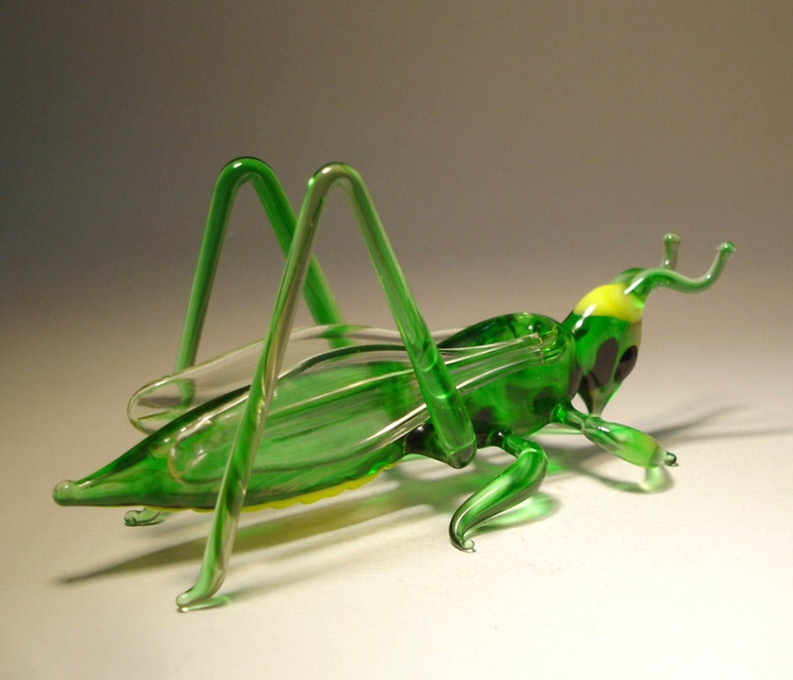 Handmade Blown Glass Art Figurine Green Insect Cricket - Etsy