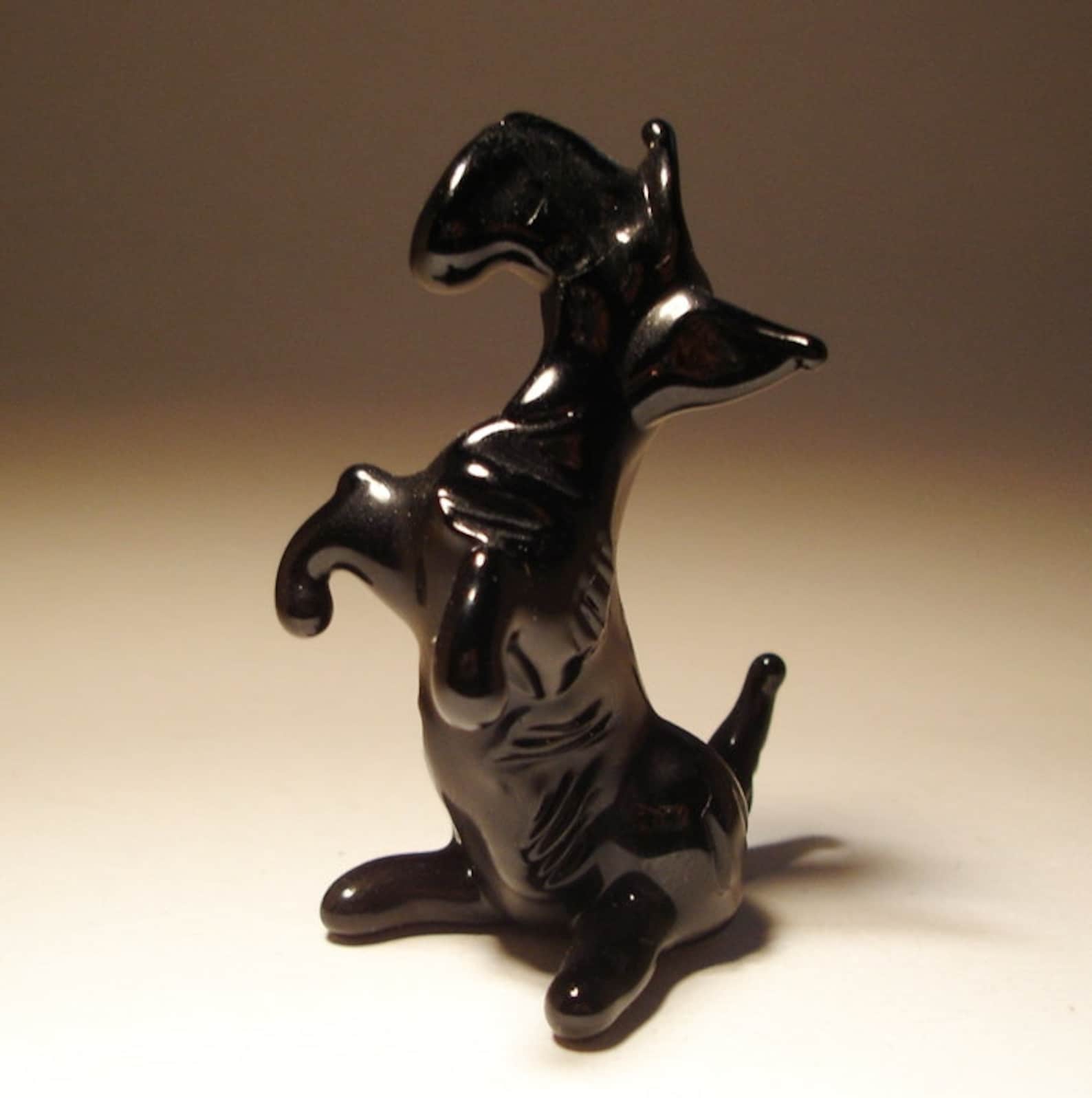 Handmade Blown Glass Black Dog Scottish Terrier Figurine - Etsy