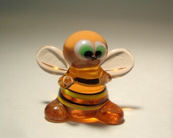 Handmade Blown Glass Figurine Art Insect Small Yellow Striped - Etsy