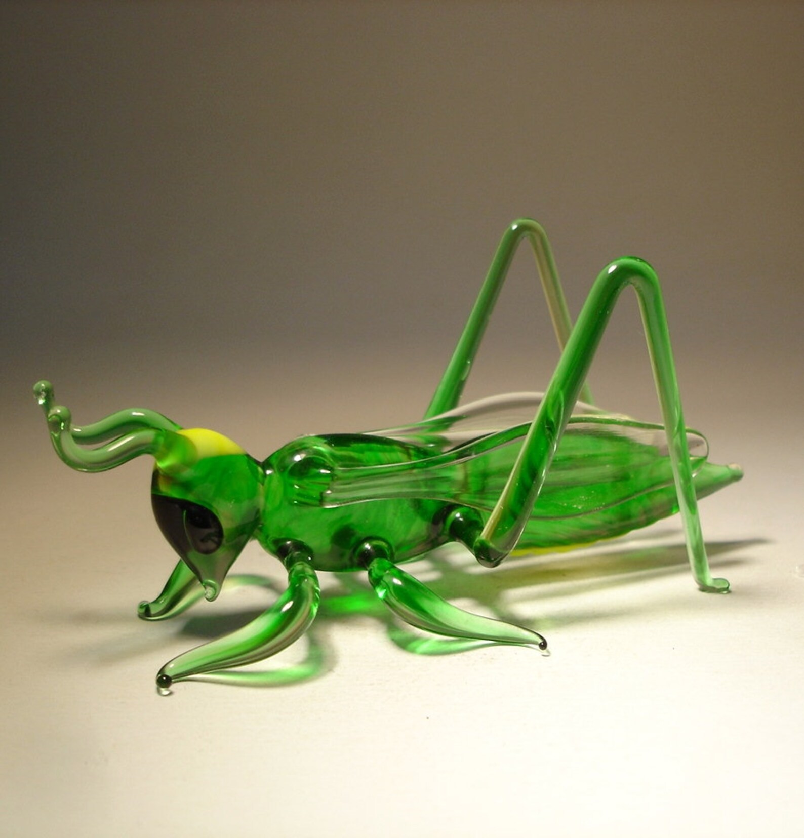 Handmade Blown Glass Art Figurine Green Insect Cricket - Etsy