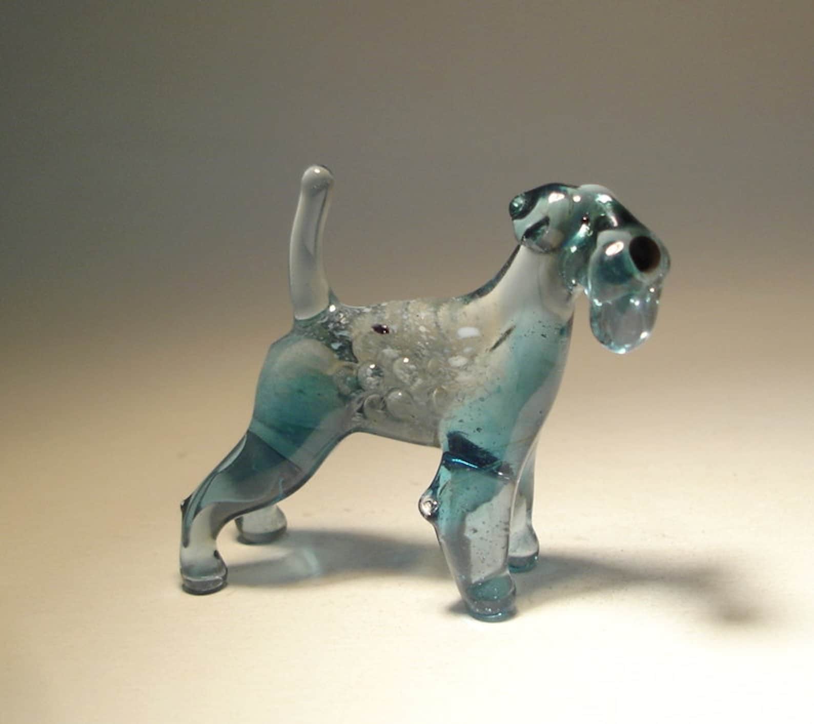 Handmade Blown Glass Dog Kerry Blue Terrier Figurine - Etsy