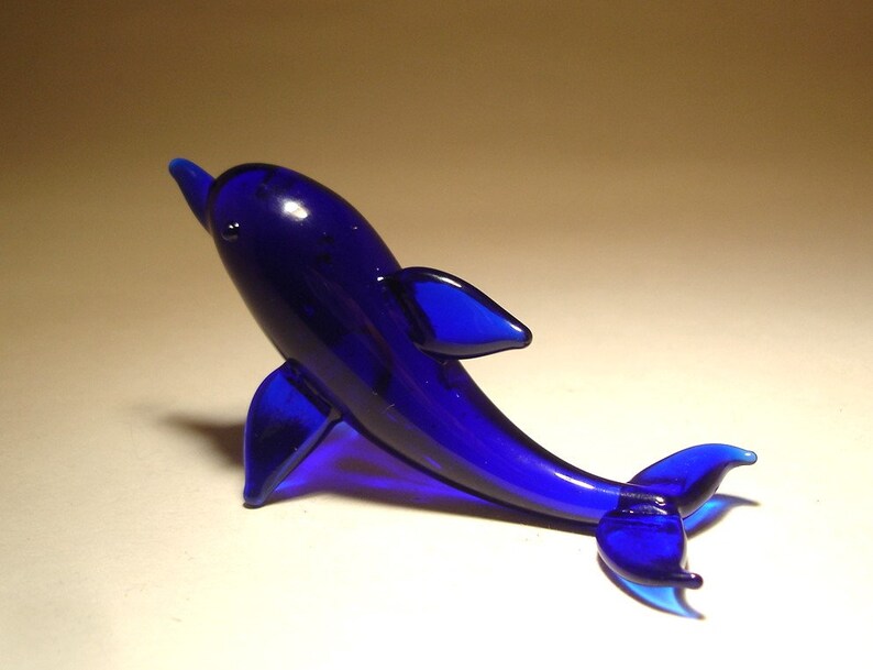 Handmade Blown Glass Small Blue Dolphin Figurine - Marine Art - Etsy