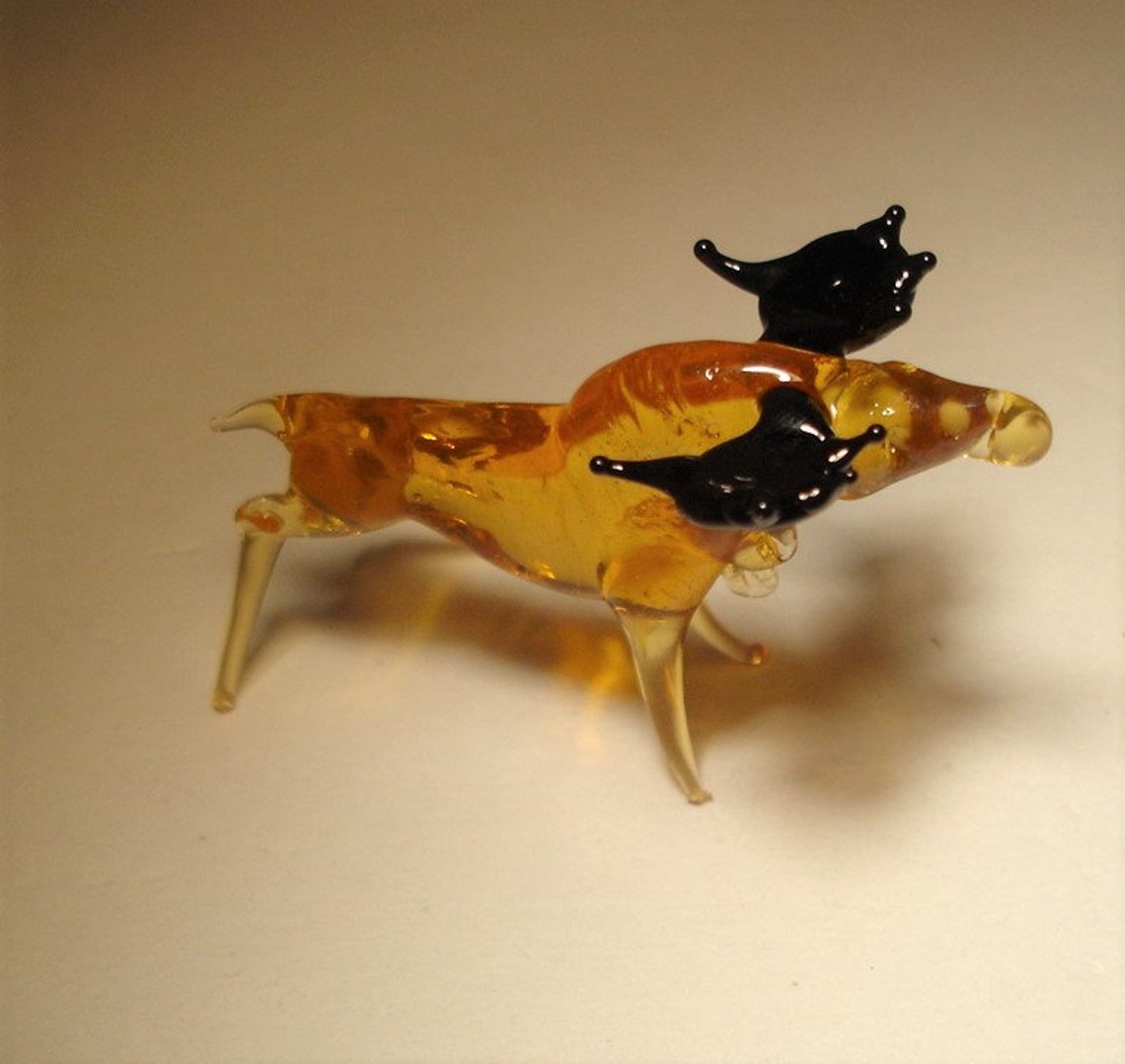 Handmade Blown Glass Art Animal Figurine Small Elk MOOSE | Etsy