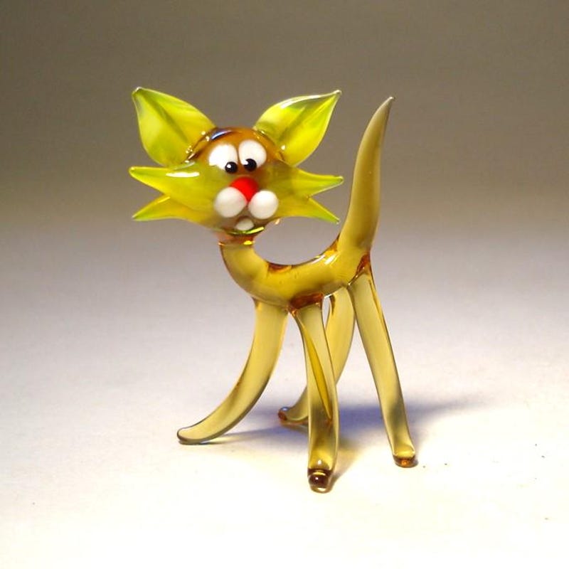 Glass Cat Figurine - Etsy