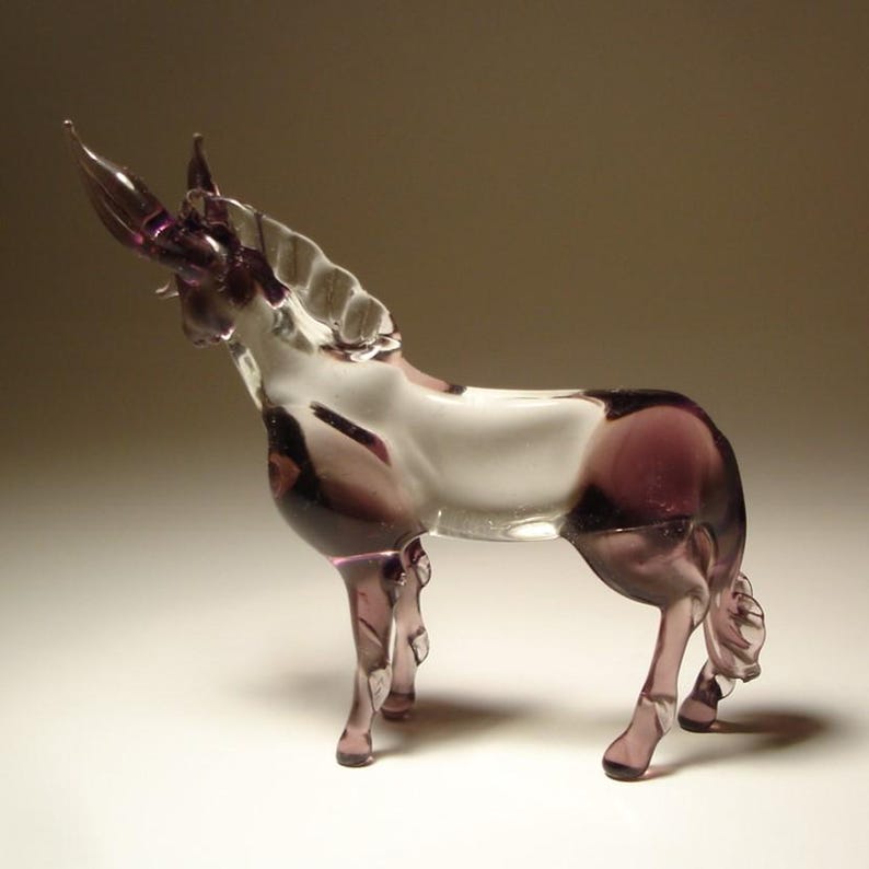 Blown Glass Donkey Figurine - Handmade Art Animal Mule Statue - Etsy