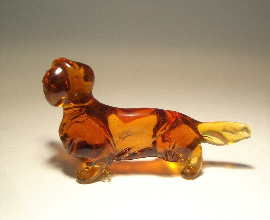 Handmade Blown Glass Dog Longhaired Wiener DACHSHUND Figurine - Etsy