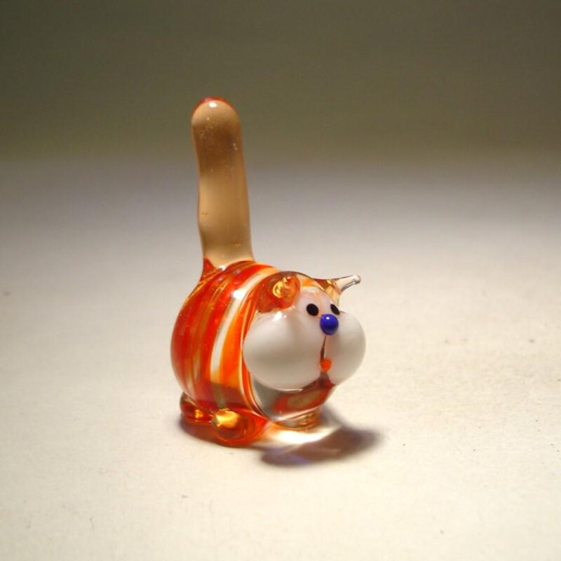 Glass Cat Figurine - Etsy