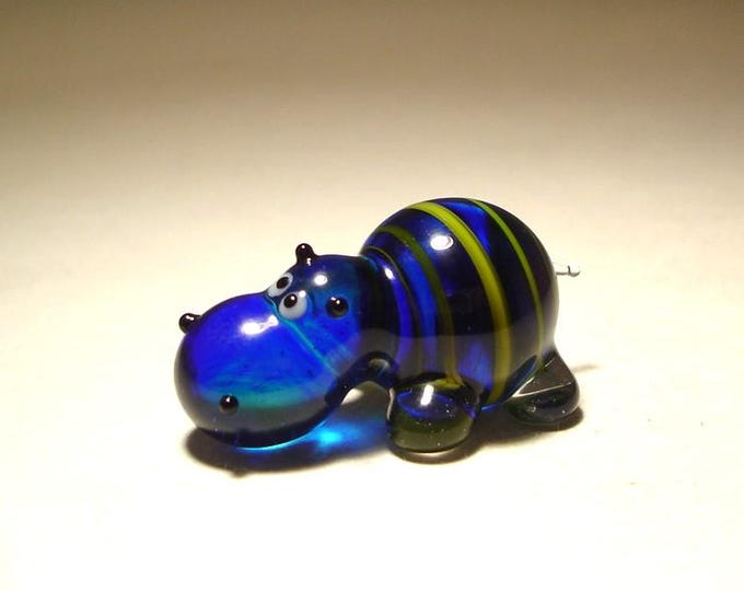 Handmade Blown Glass Art Animal Figurine Small Blue & Yellow Striped ...