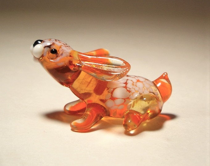 Handmade Blown Glass Art Animal Figurine Small Orange and - Etsy