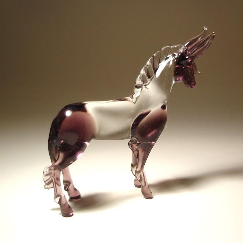 Blown Glass Donkey Figurine - Handmade Art Animal Mule Statue - Etsy