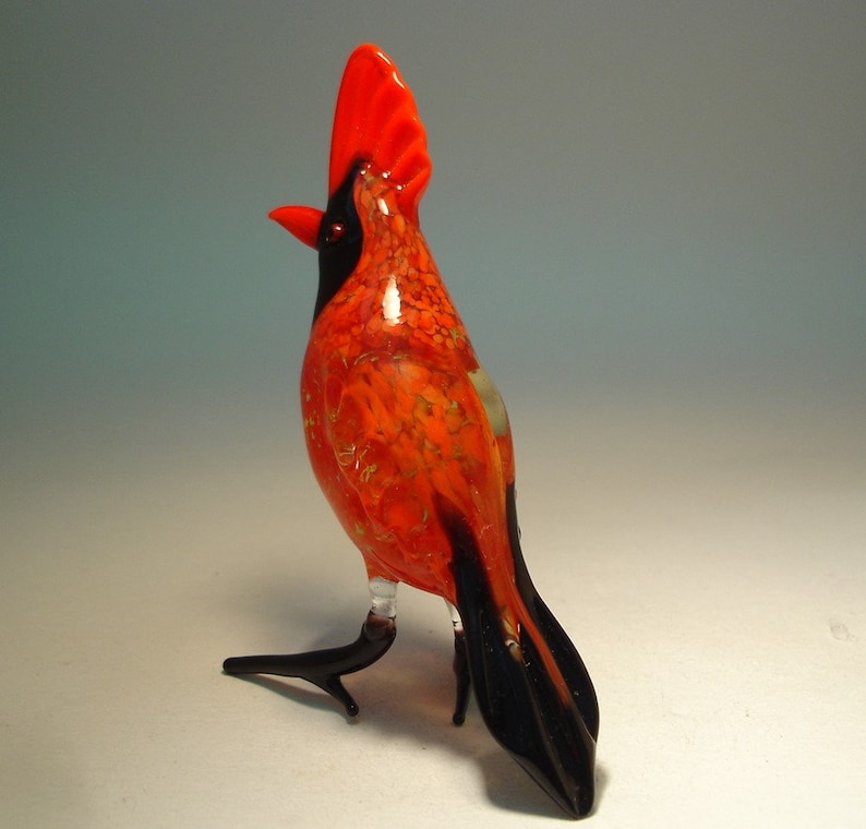 Handmade Blown Glass Art Figurine Red Bird CARDINAL - Etsy