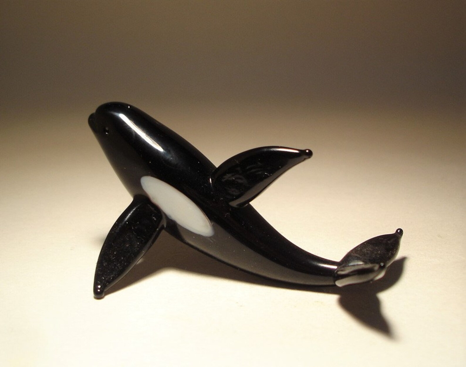 Handmade Blown Glass Art Figurine Black and White ORCA Killer - Etsy