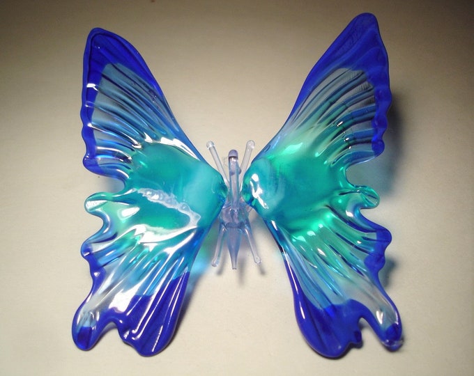 Blown Glass Figurine Art Insect Blue and Aqua Hanging BUTTERFLY ...