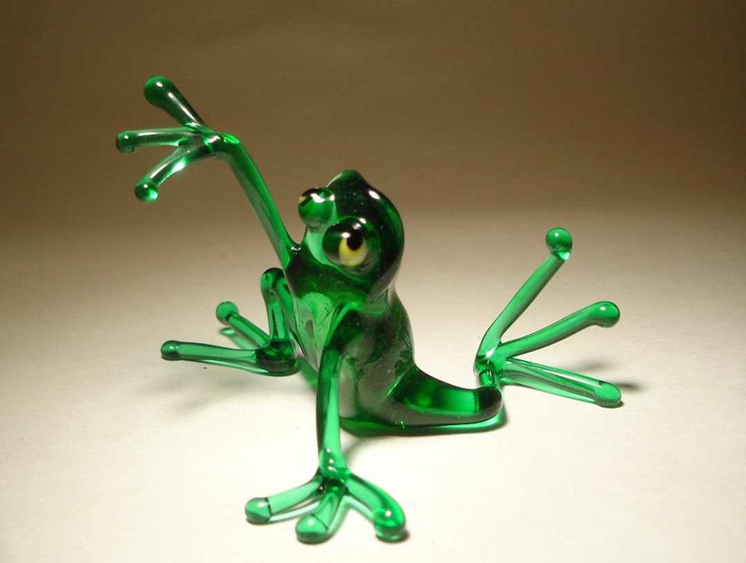 Blown Glass Art Figurine Green Dancing Frog 1 - Etsy