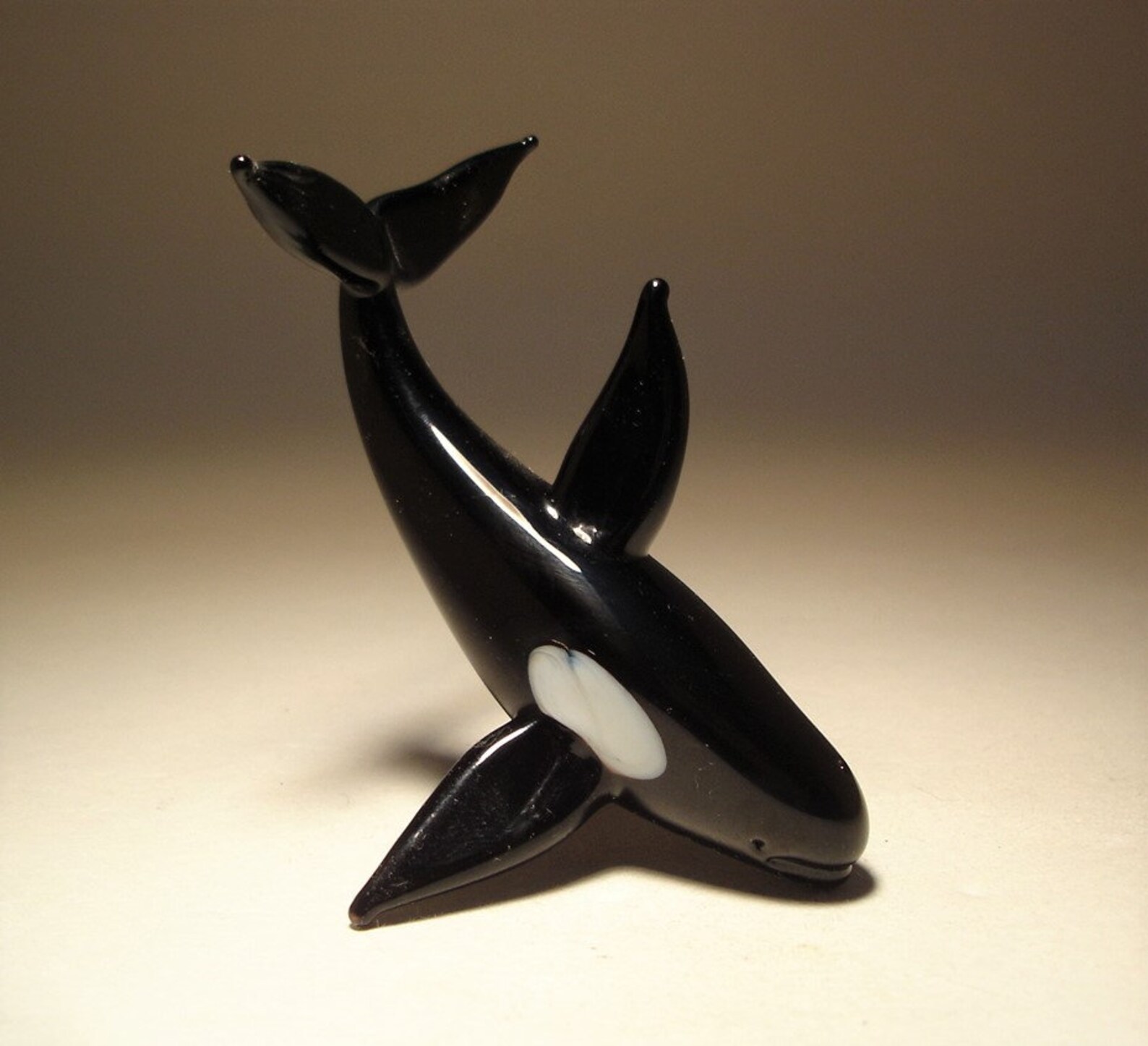 Handmade Blown Glass Art Figurine Black and White ORCA Killer - Etsy