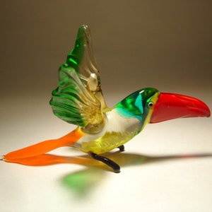 Handmade Blown Glass Figurine Art Colorful Bird TOUCAN With Red Beak - Etsy