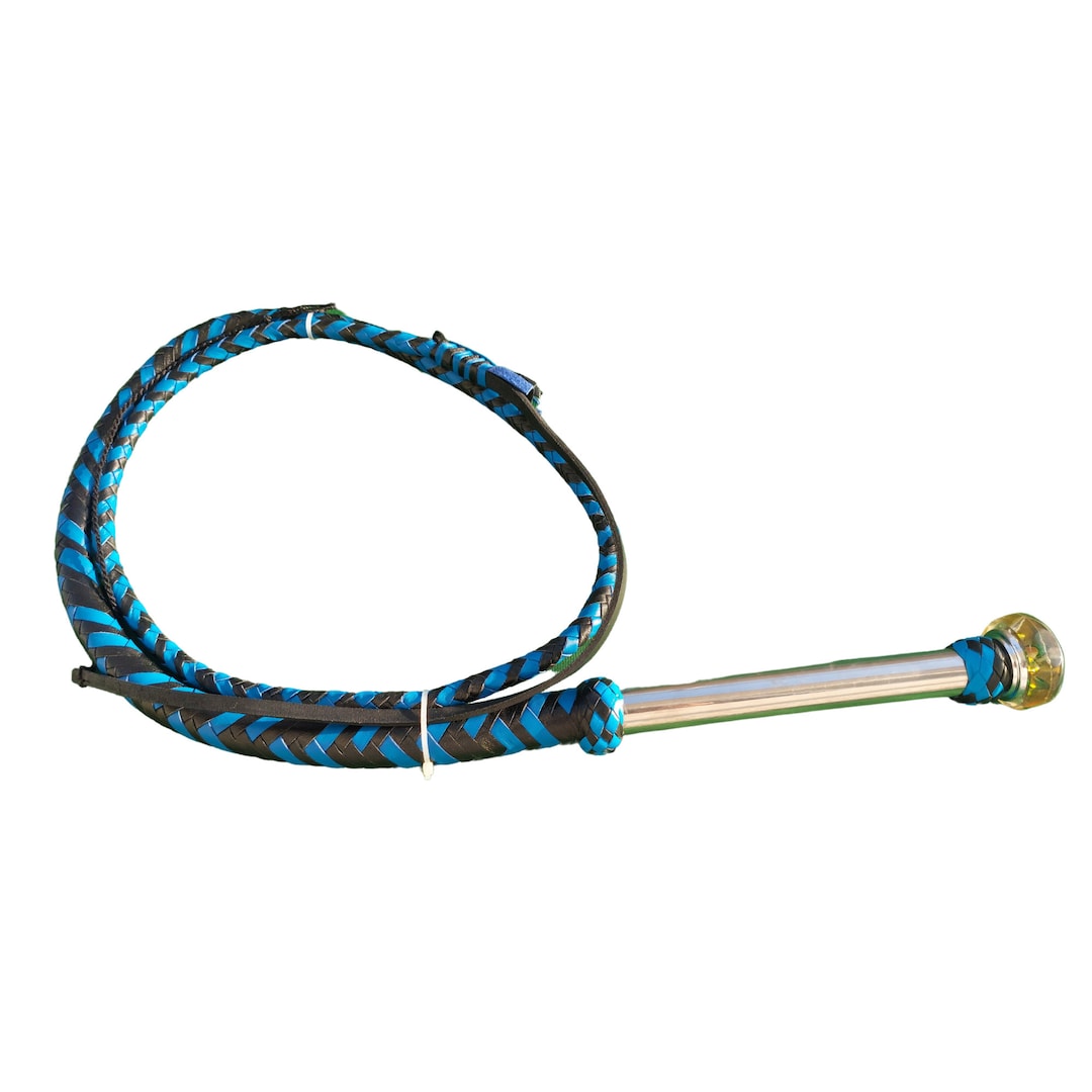 Real Leather Bullwhip, Genuine Cowhide Bullwhip 6 Feet Long Blue and ...