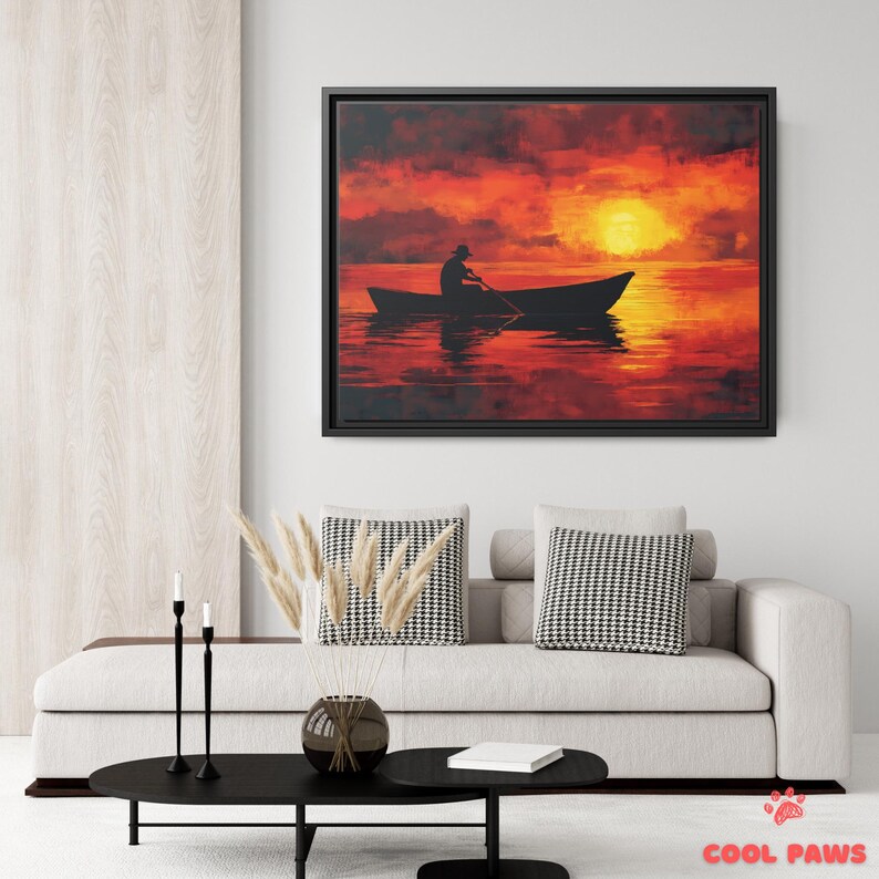 Mexican Fisherman Rowing a Small Boat at Sunrise Art Print - Mexican ...