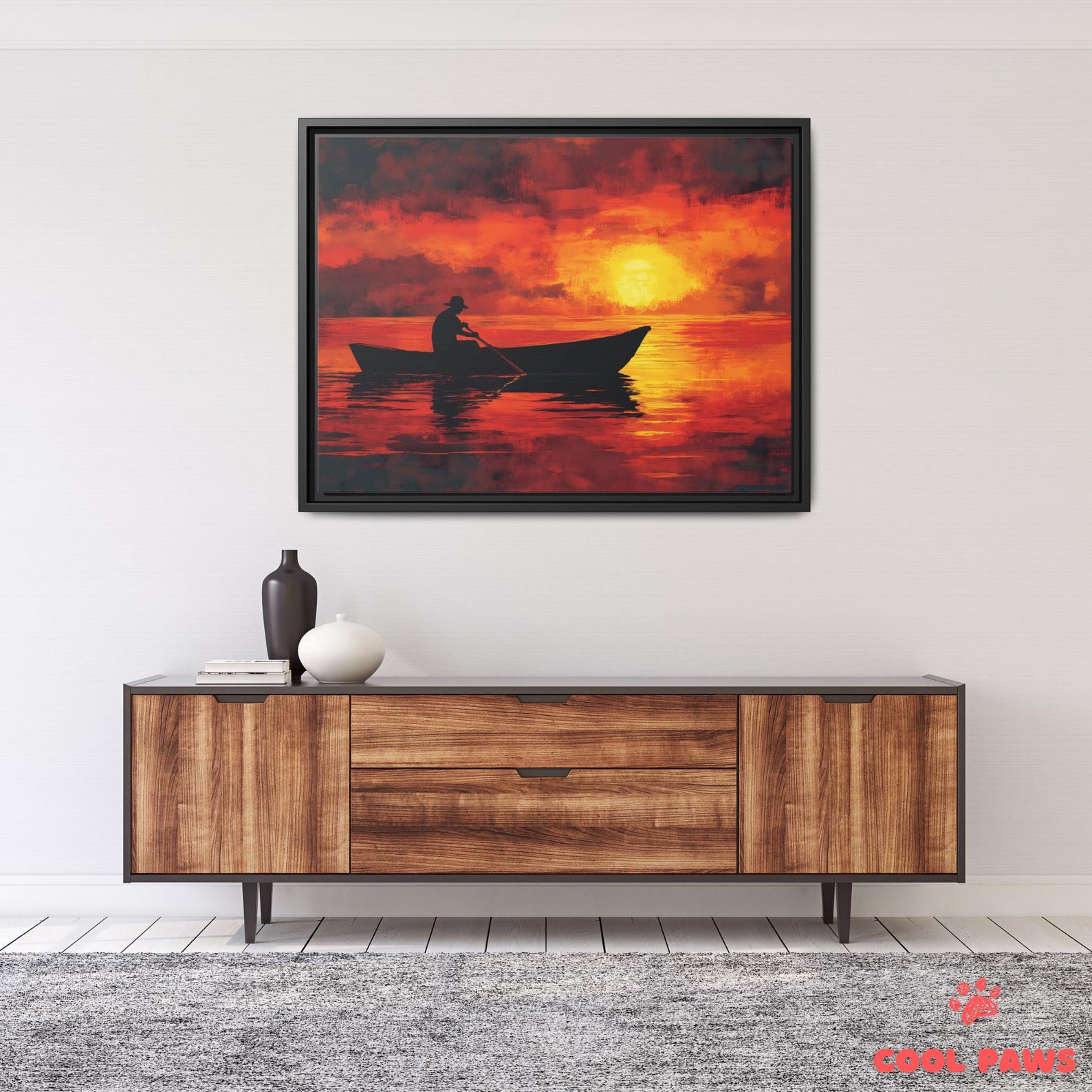 Mexican Fisherman Rowing a Small Boat at Sunrise Art Print - Mexican ...