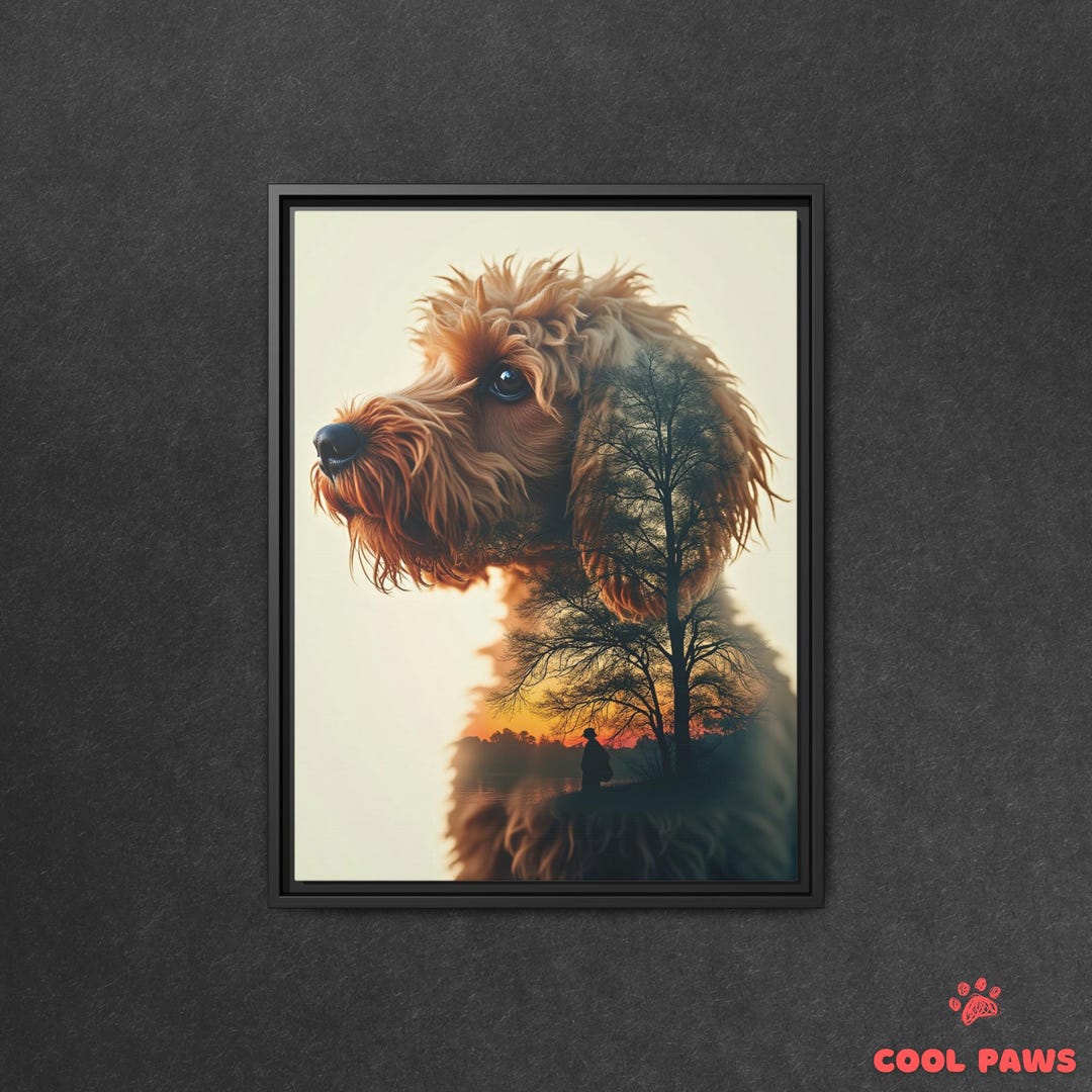 Cavapoo Double Exposure Forest Wall Art, Nature Inspired Dog Print ...