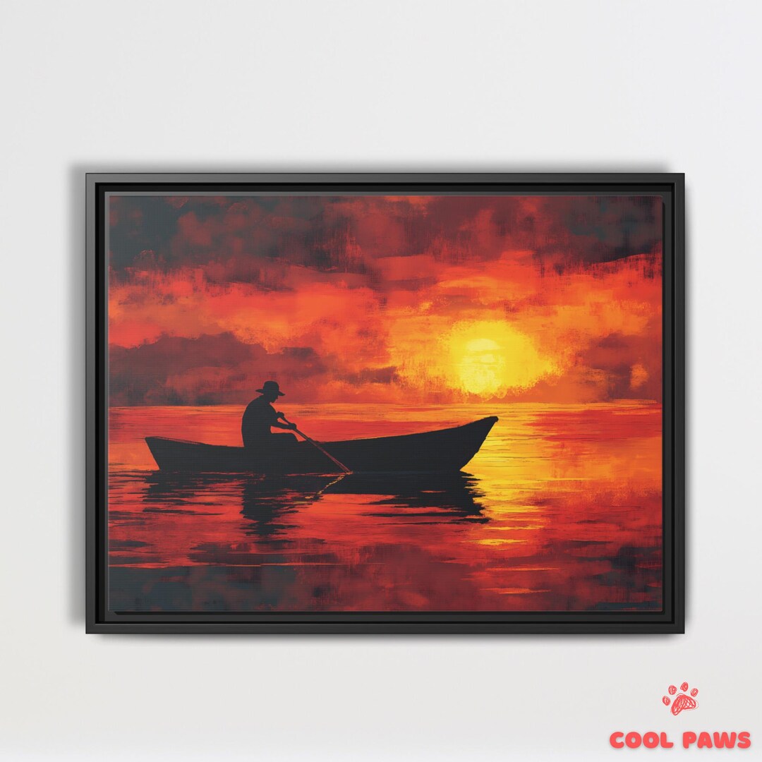 Mexican Fisherman Rowing a Small Boat at Sunrise Art Print - Mexican ...