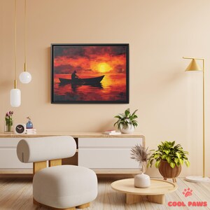Mexican Fisherman Rowing a Small Boat at Sunrise Art Print - Mexican ...