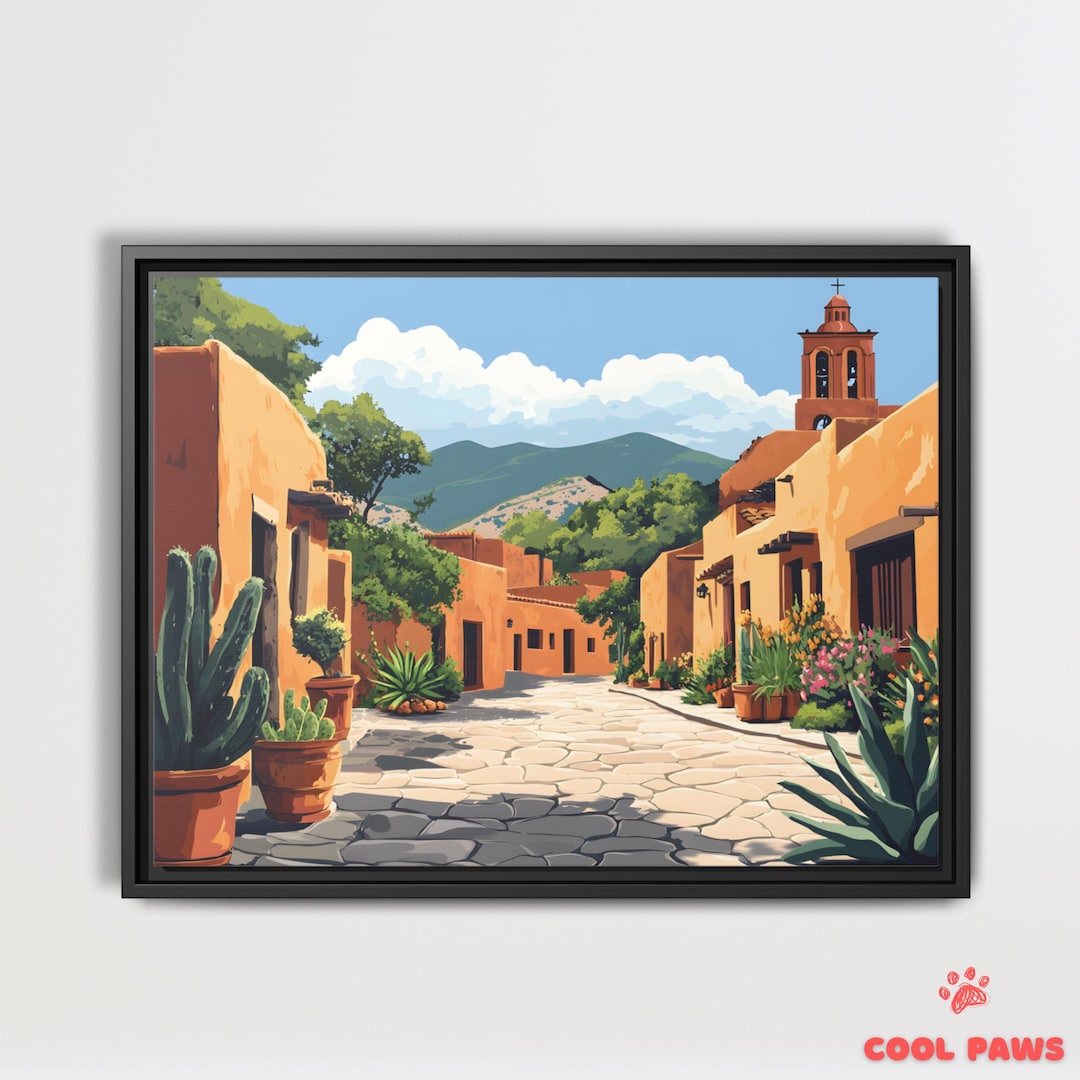 Mexican Village With Adobe Houses and Cobblestone Streets, Ready to ...