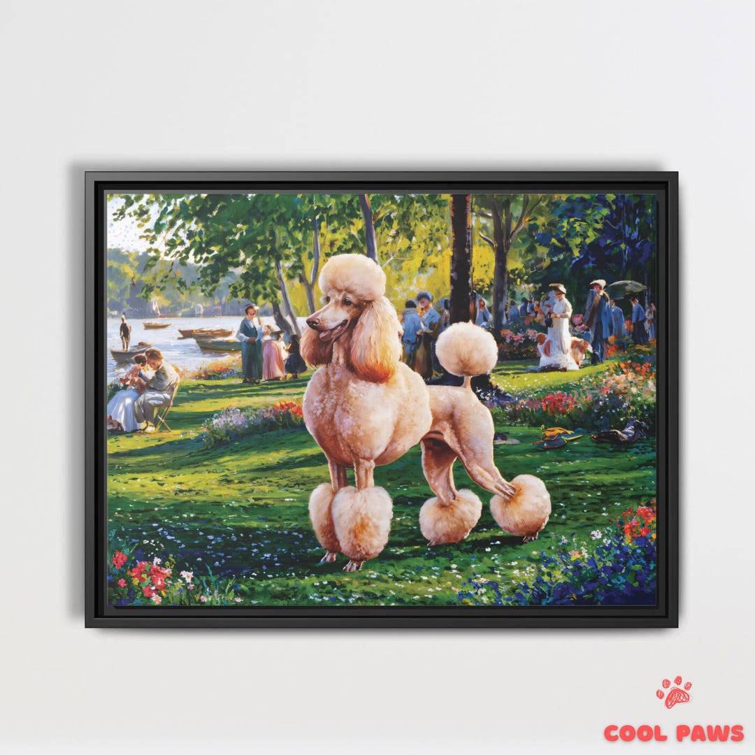 Whimsical Poodle in a Park Art Print - Pet Portrait in French Garden ...