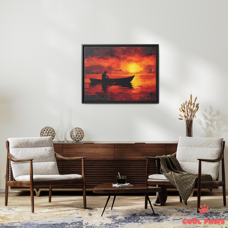 Mexican Fisherman Rowing a Small Boat at Sunrise Art Print - Mexican ...