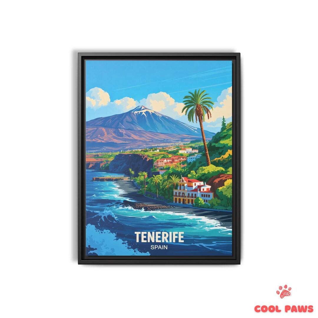 Tenerife Travel Art Print - Spanish Mount Teide Wall Art - Vintage Wall ...