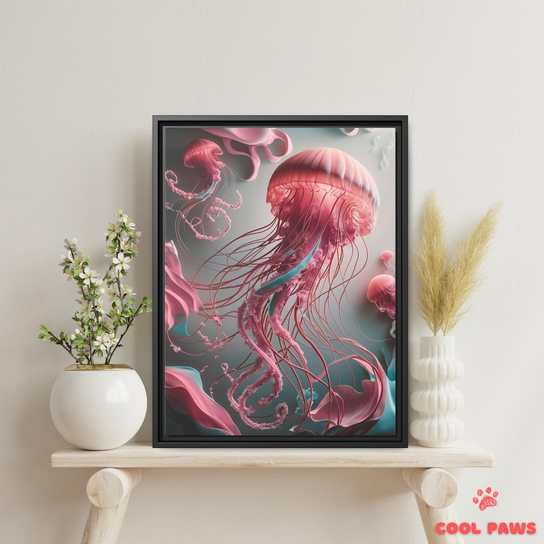 Pink Jellyfish Art Print - Ocean Inspired Decor - Marine Life Wall ...