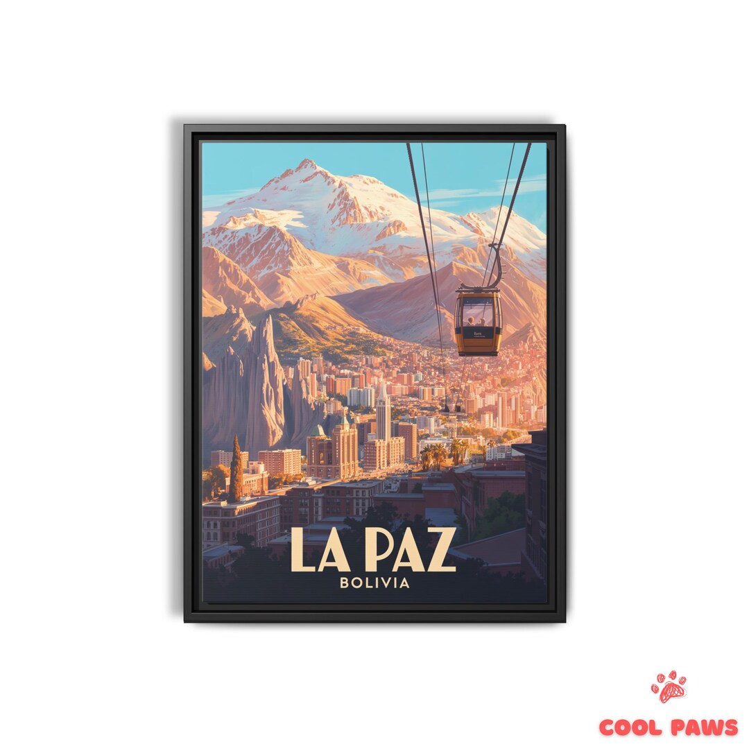La Paz Travel Art Print - Illimani Mountain Bolivian Wall Art - Vintage ...