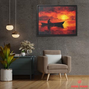 Mexican Fisherman Rowing a Small Boat at Sunrise Art Print - Mexican ...