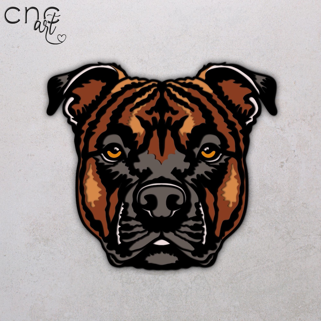 Staffordshire Bull Terrier 3D Head Laser Cutting File - Multi-layer Svg ...
