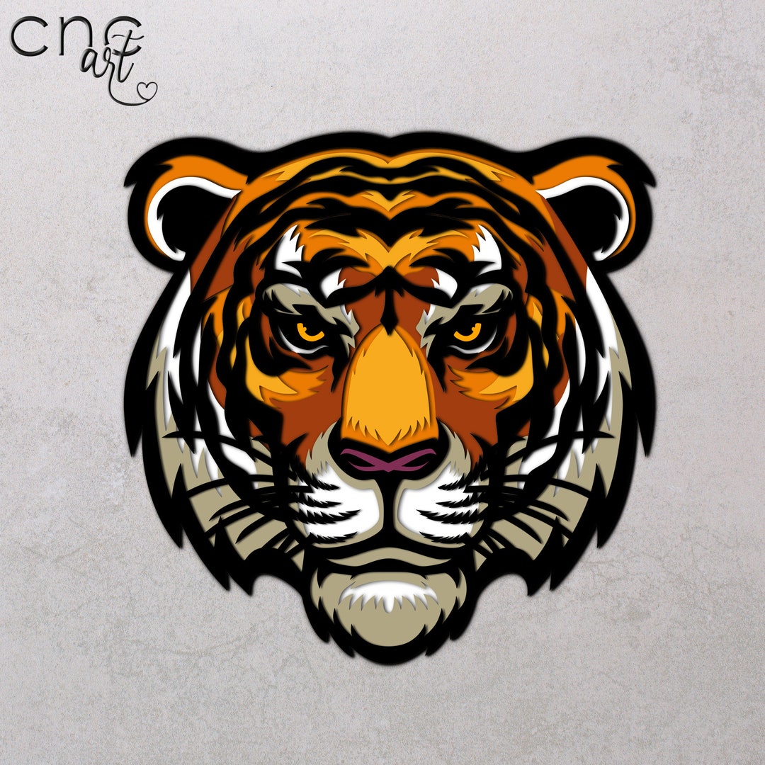 Tiger Multilayer Svg Download, Cnc Multilayer Tiger, 3d Paper Tiger ...