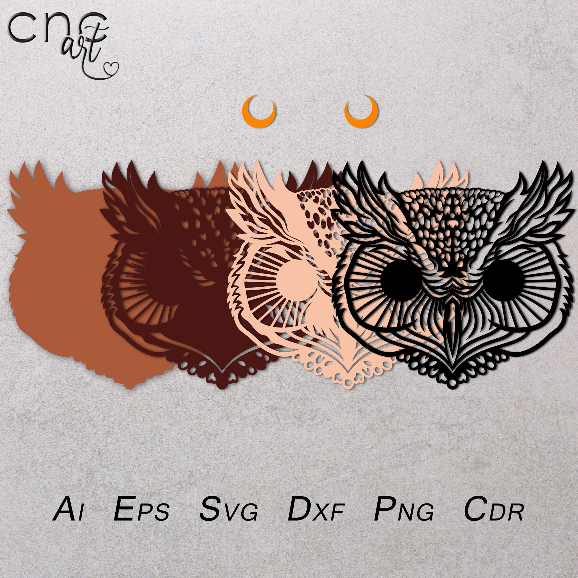 Laser Cut File Owl, Owl Head Vector, Cnc Owl Route File, Temple Owl Svg ...